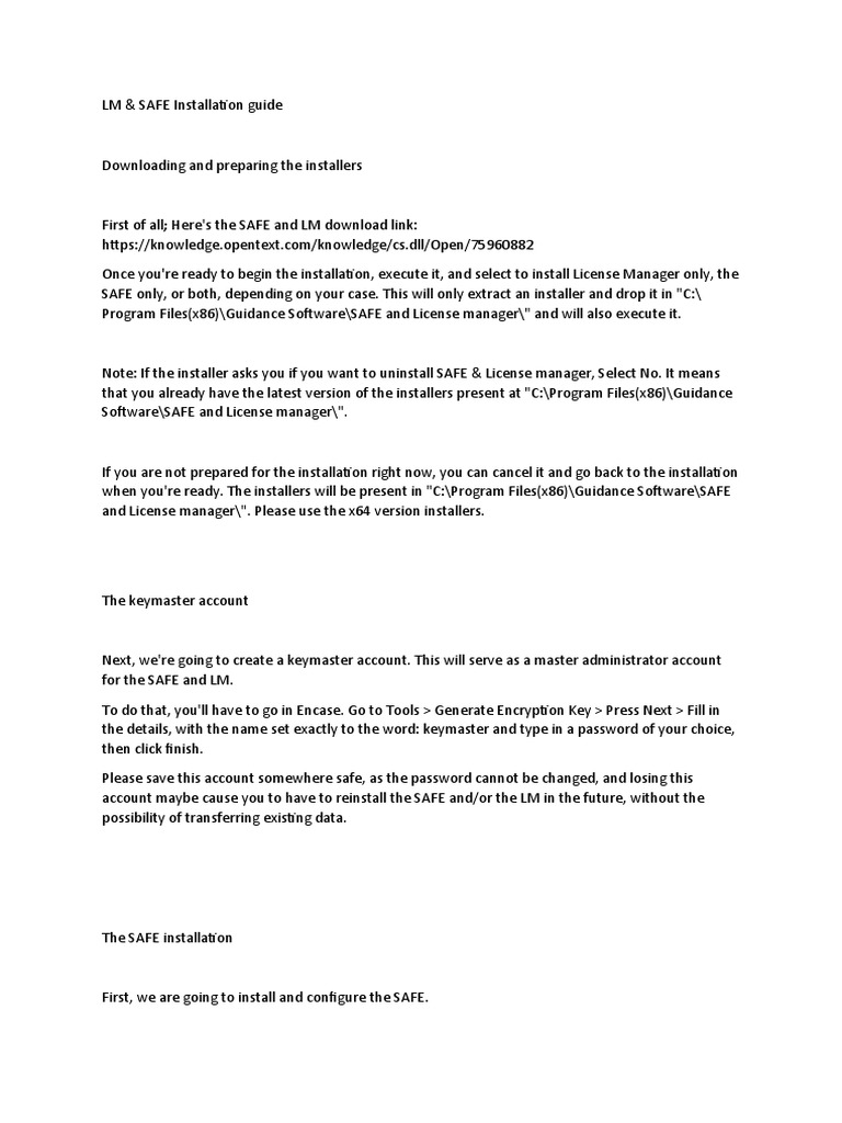 LM and SAFE Installation Guide | PDF | Installation (Computer Programs ...