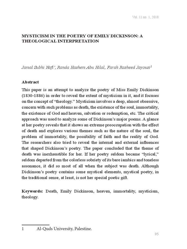 Mysticism in Emily Dickinson's Poetry | PDF | Mysticism | Christian ...