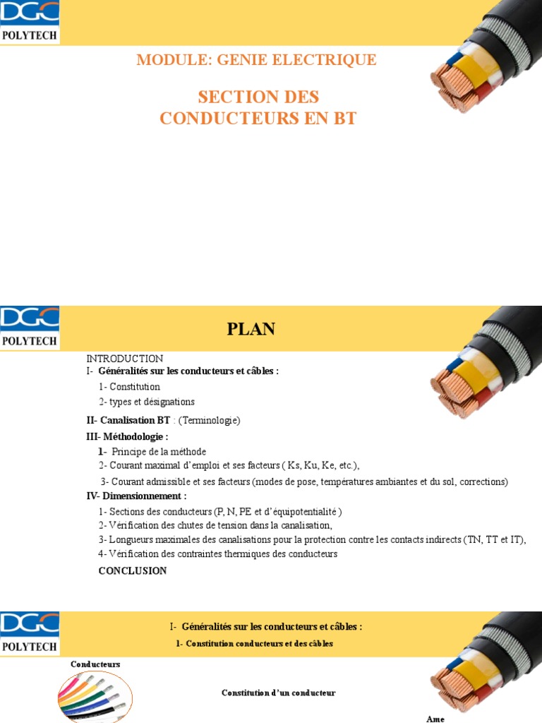 Types et dimensionnement des conducteurs BT | PDF | Électricité ...