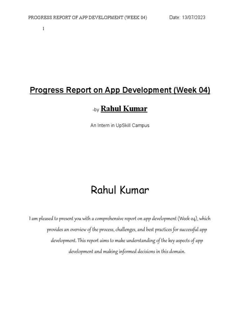 Week - 4 Progress Report of App Devlopment (UpSkill Campus) | PDF | Android (Operating System ...