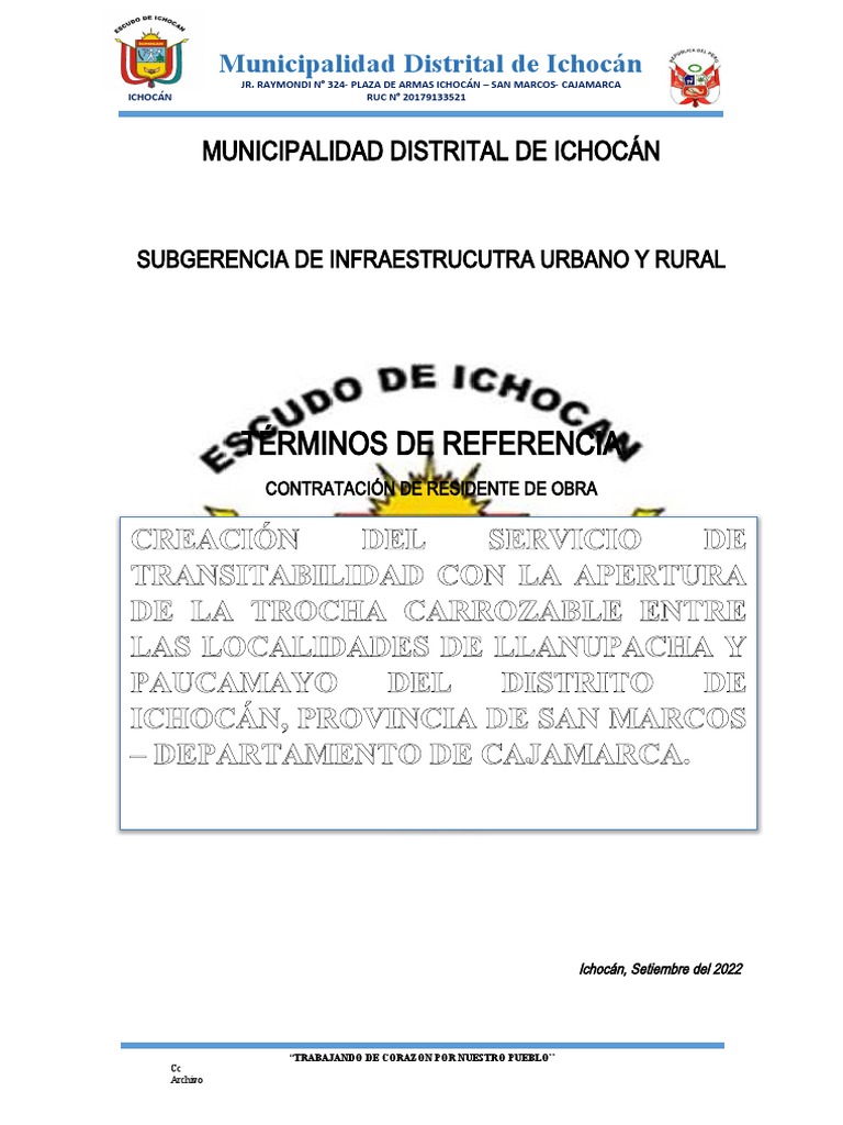 TDR Residente Carretera | PDF | Gobierno local | Constitución