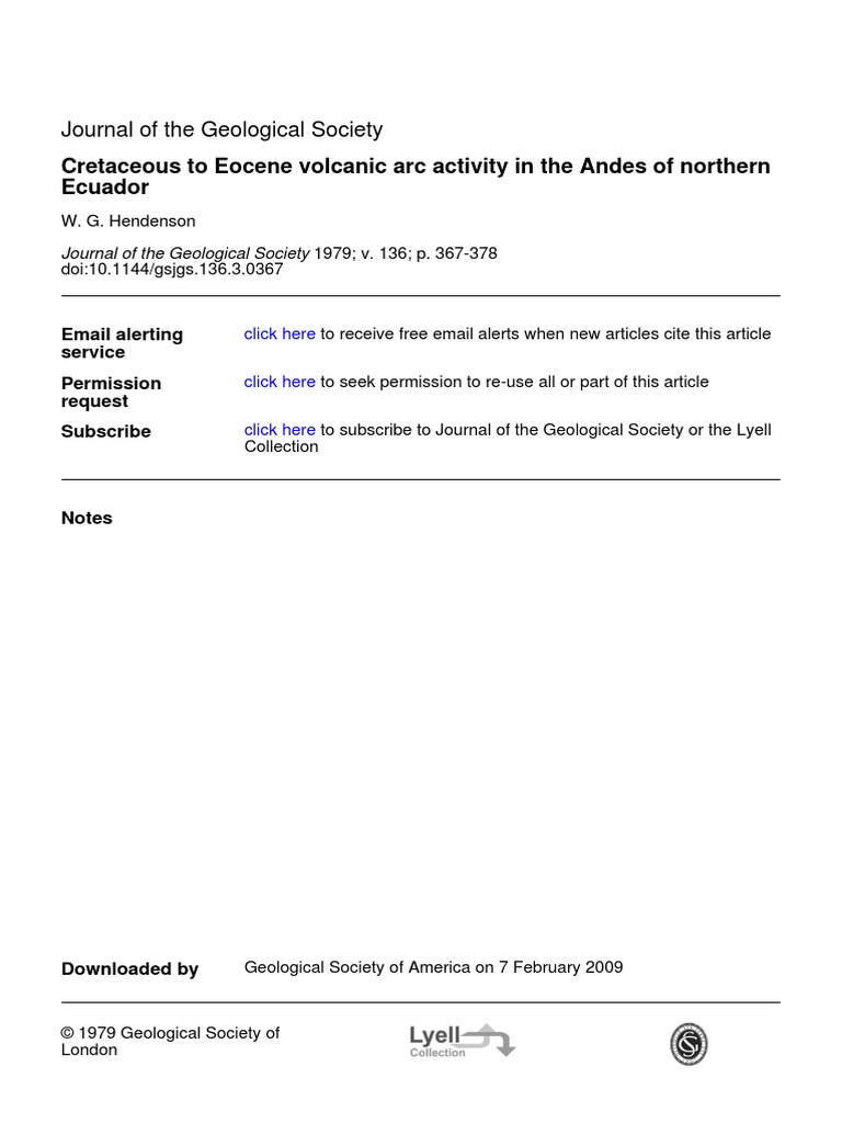 Henderson 1979 Cretaceous To Eocene Volcanic Arc Activity in The Andes ...