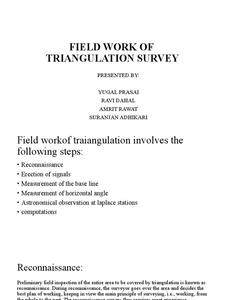 Field Work of Triangulation Survey | Download Free PDF | Surveying ...