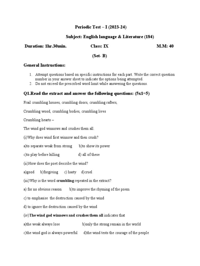 Periodic Test 1 classIX | PDF