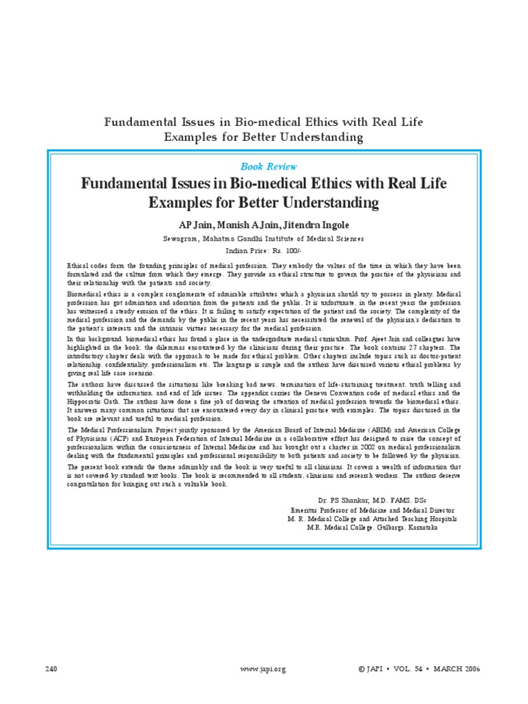 Fundamental Issues in Bio Medical Ethics | PDF | Medical Ethics | Medicine