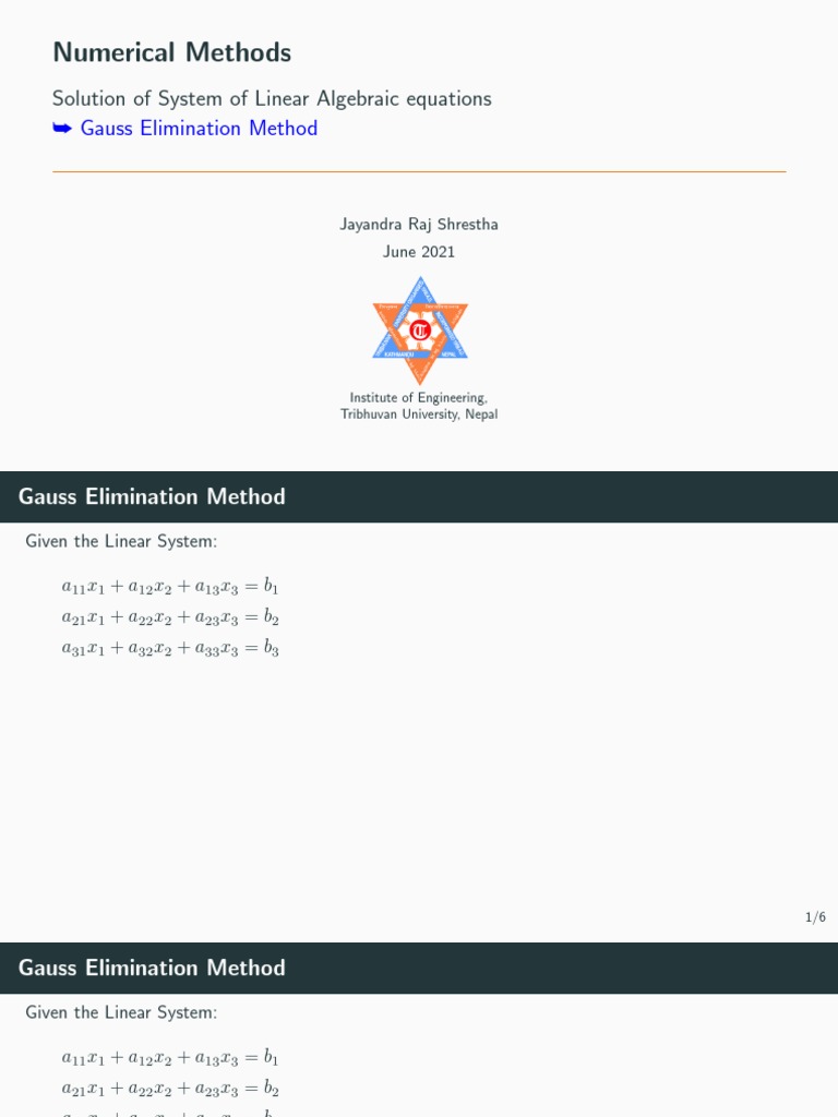 3 2-GaussElimination | PDF | System Of Linear Equations | Computational Science