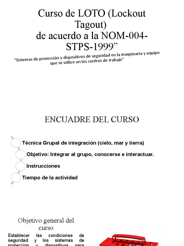 Curso LOTO según NOM-004-STPS-1999 | PDF | Riesgo | Ingenieria Eléctrica