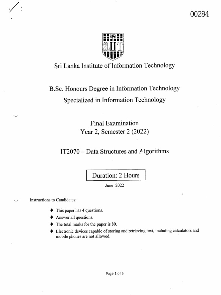 IT2070 - Data Structures and Algorithms | PDF | Queue (Abstract Data Type) | Computer Engineering