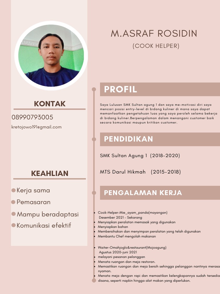 Profil & Pengalaman Kerja M. Asraf Rosidin | PDF