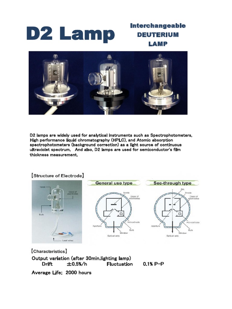 Deuterium Lamp | PDF | Spectrophotometry | Ultraviolet