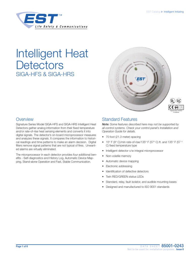 85001-0243 - Intelligent Heat Detectors | PDF | Relay | Electrical Wiring