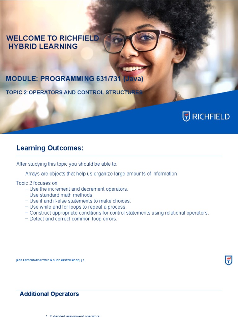 Prog 731 Java Topic 2 Operators And Control Structures Pdf Java
