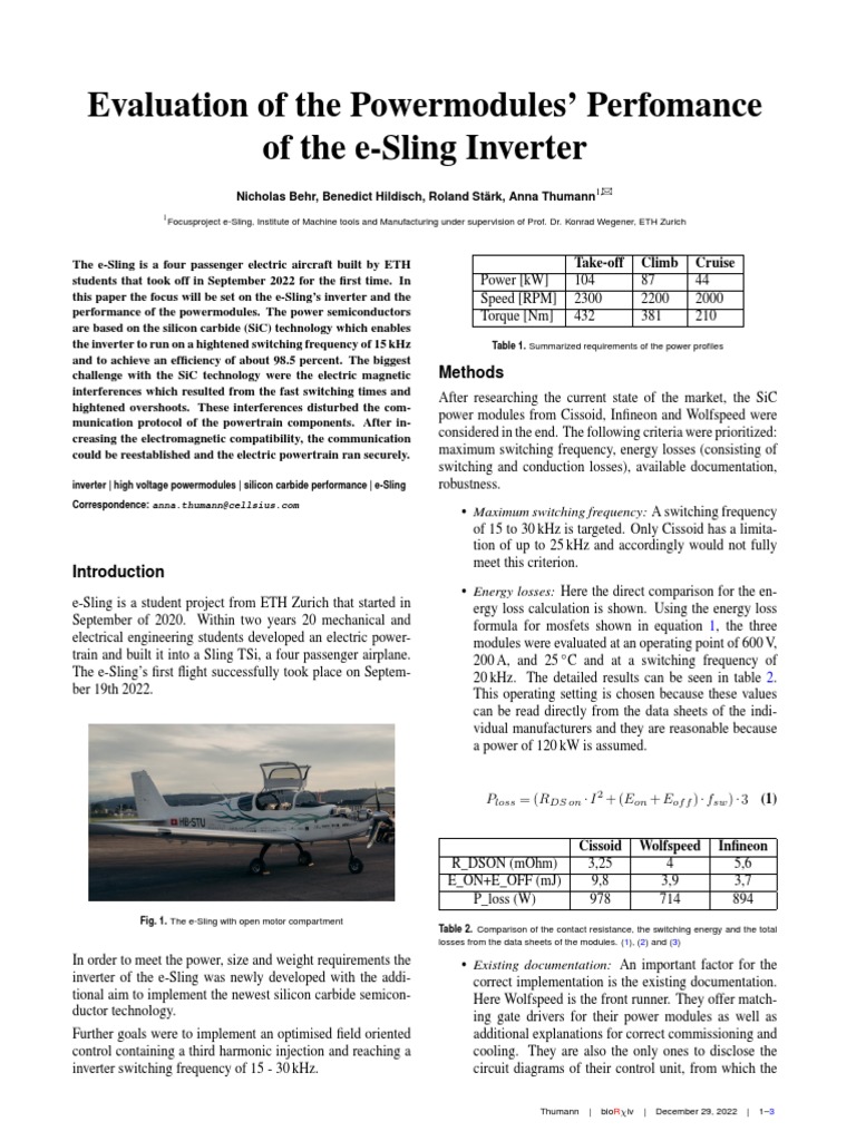 Silicon Carbide Module Performance in Electric Aircraft Inverters ...