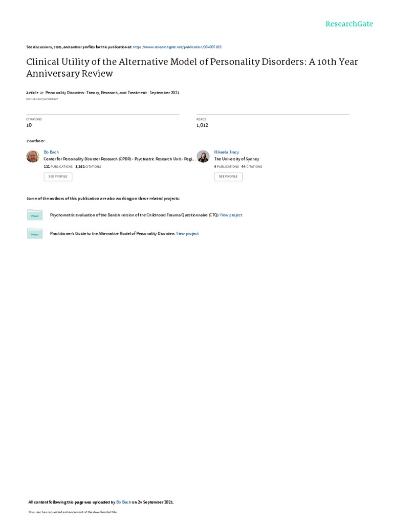 Clinical Utility of The Alternative Model of Personality Disorders: A ...