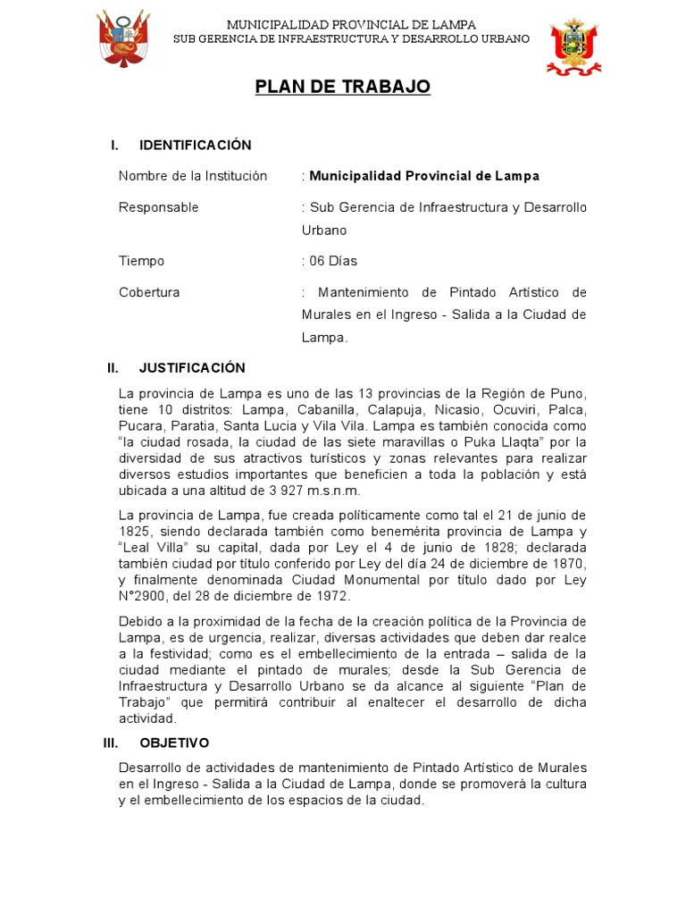 PLAN DE TRABAJO Pintado Murales | PDF