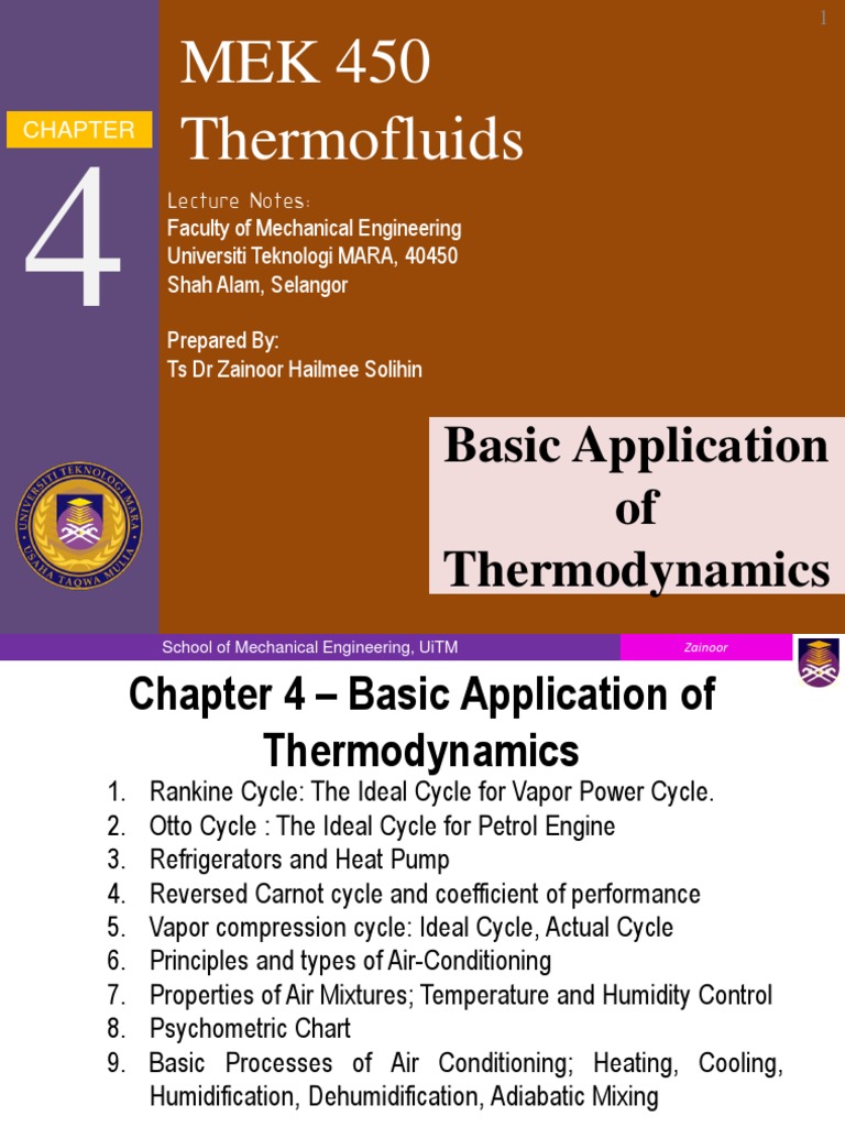 MEK450-Chapter - 4 - Basic Application of Thermodynamics | PDF | Steam ...