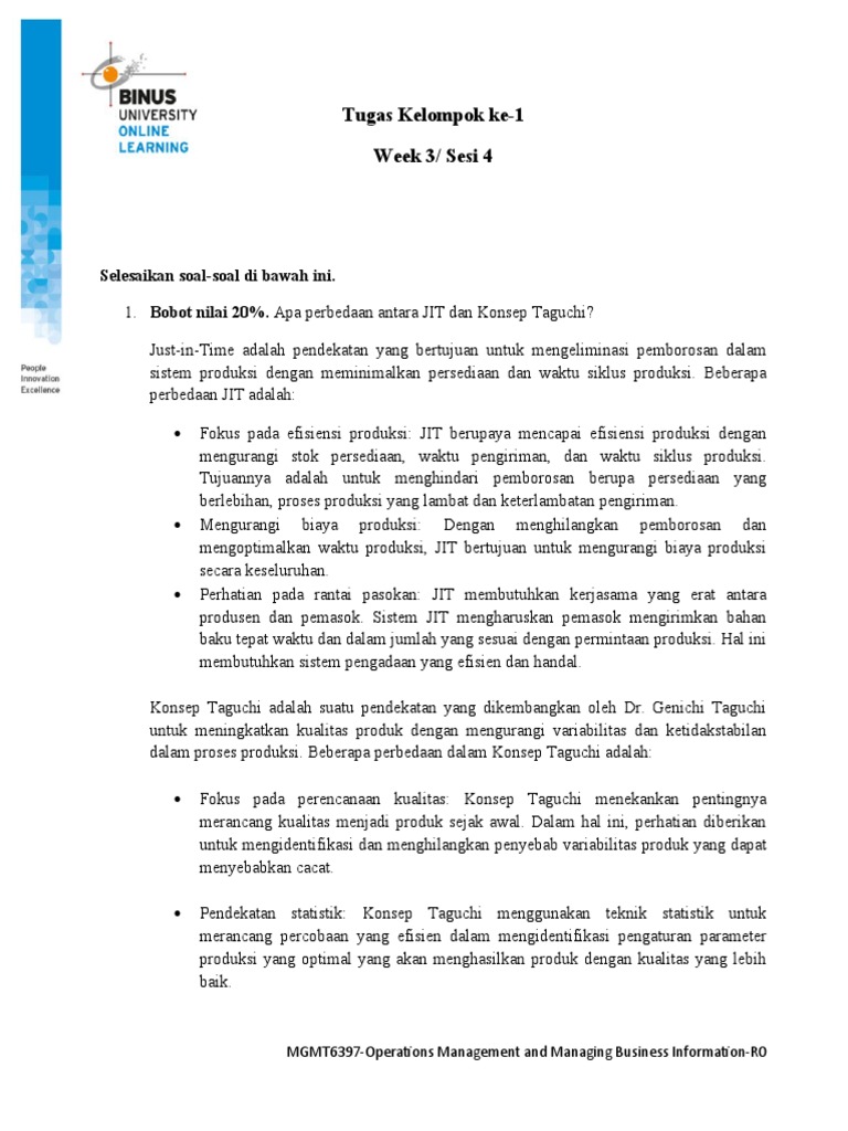 Perbandingan JIT dan Konsep Taguchi | PDF
