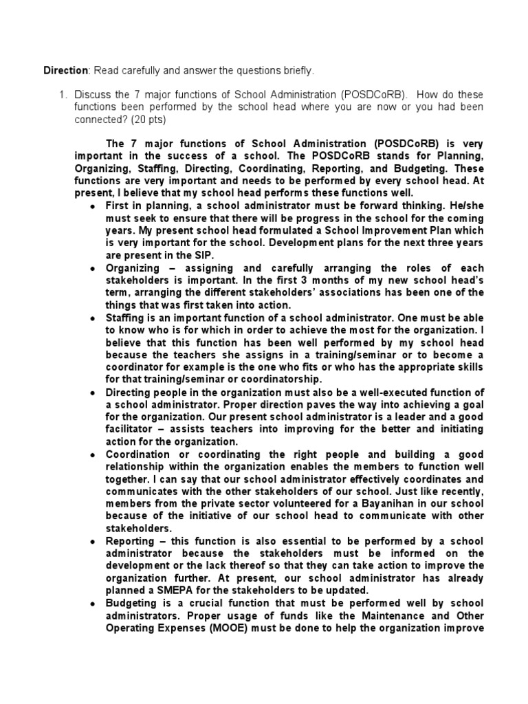 Essay On School Administration | PDF | Leadership | Transformational ...