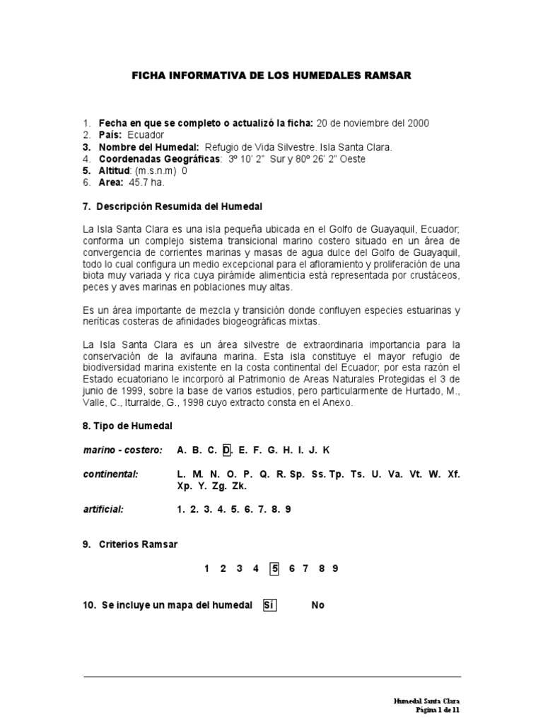 Ficha Humedal | PDF | Entorno natural | Ecología