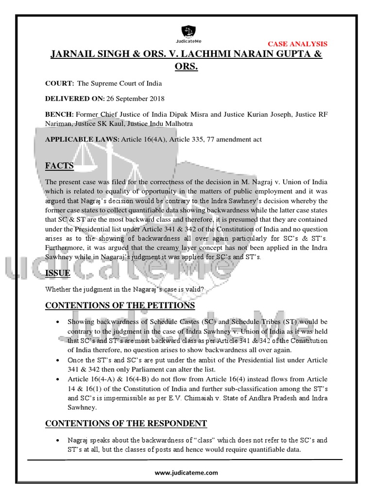 JARNAIL SINGH ORS. V. LACHHMI NARAIN GUPTA ORS. - JudicateMe | PDF | Common Law | Justice