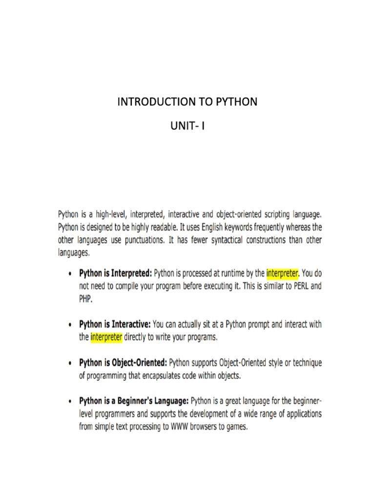 Python Unit 1 | PDF Python Unit 1 | PDF