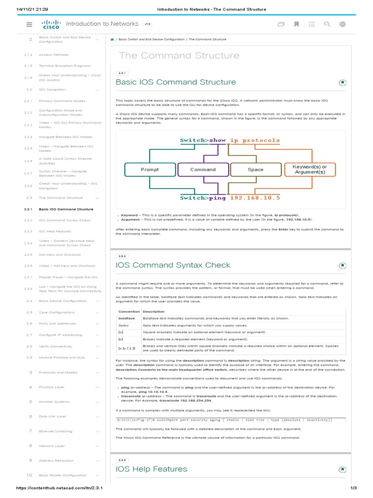 2.3 Introduction To Networks - The Command Structure | PDF | Command Line Interface | Network Switch