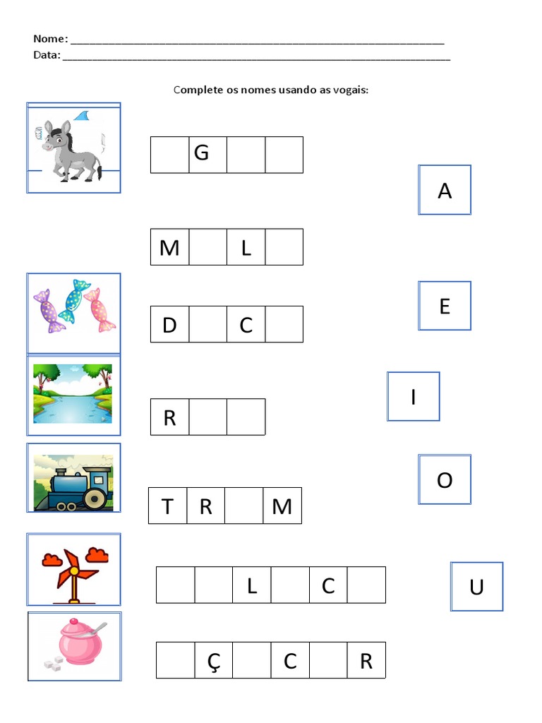 Atividade Complete Com As Vogais | PDF