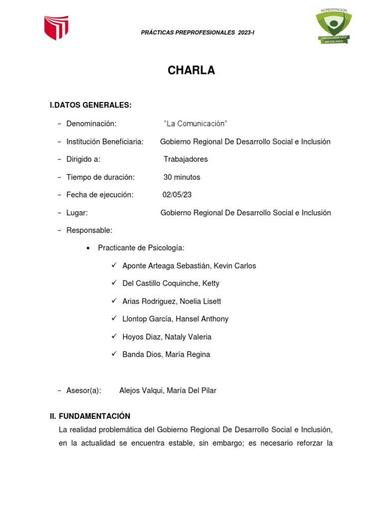 Charla 3 | PDF | Comunicación | Sicología