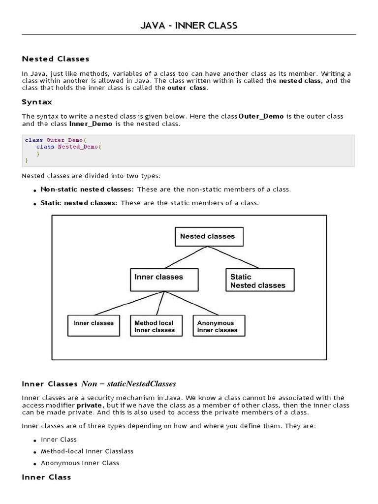 Inner Class | PDF | Class (Computer Programming) | Method (Computer ... Inner Class | PDF | Class (Computer Programming) | Method (Computer ...