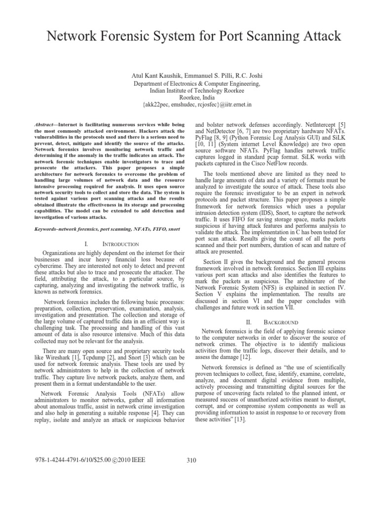 Network Forensic System For Port Scanning Attack: Atul Kant Kaushik, Emmanuel S. Pilli, R.C ...