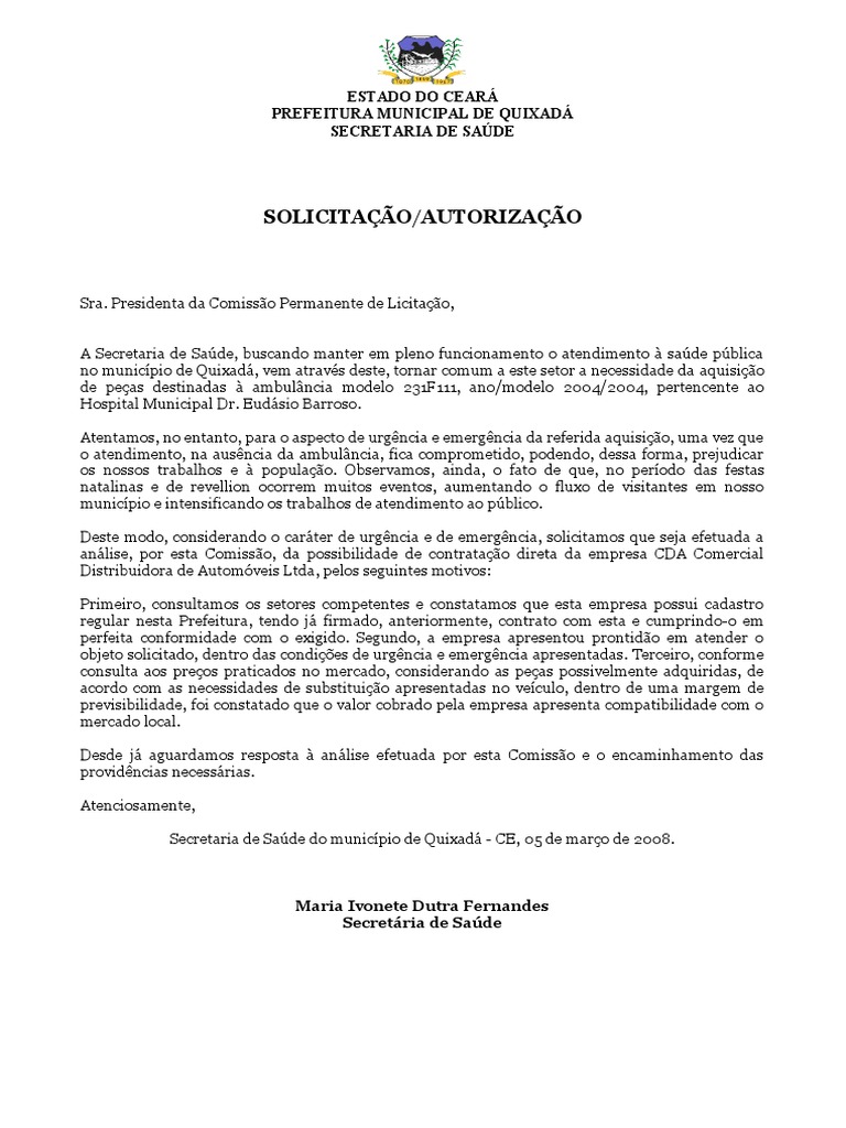 Modelo de Dispensa | PDF | Ambulância | Esfera pública