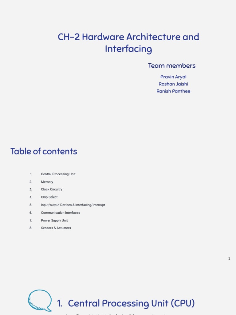 Hardware Architecture & Interfacing Guide | PDF | Central Processing ...