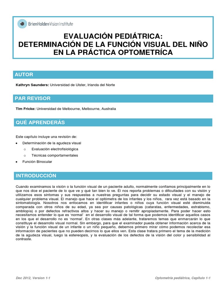 Funcion Visual Del Nino en La Practica Optometrica | PDF | Percepción ...