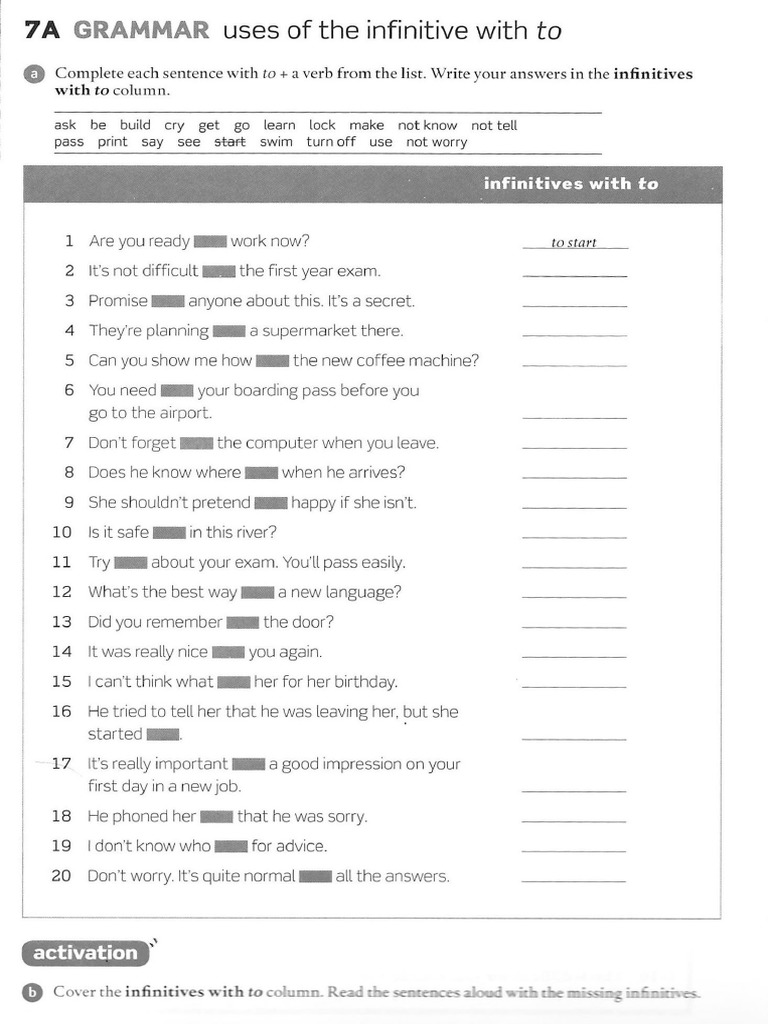 Infinitive and Verb + -ing Exercises | PDF