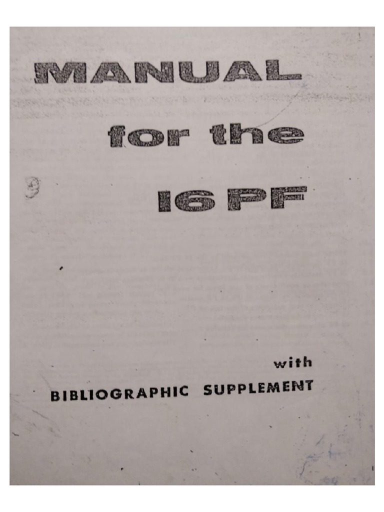 16pf Manual | PDF