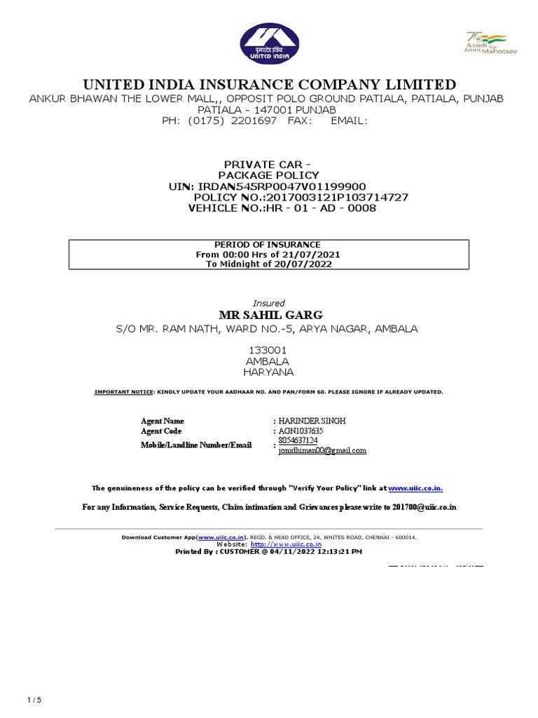 2017003121P103714727 202107206942064 PolicySchedule OnePage v0 | PDF ...