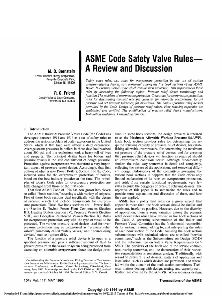 ASME Code Safety Valve Rules-A Review and Discussion | PDF | Boiler | Valve