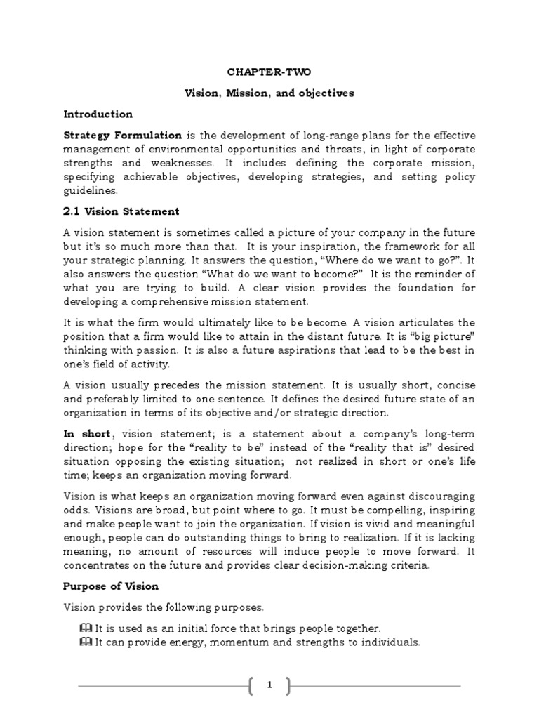 Strategic Management CHAPTER-TWO | PDF | Goal | Strategic Planning
