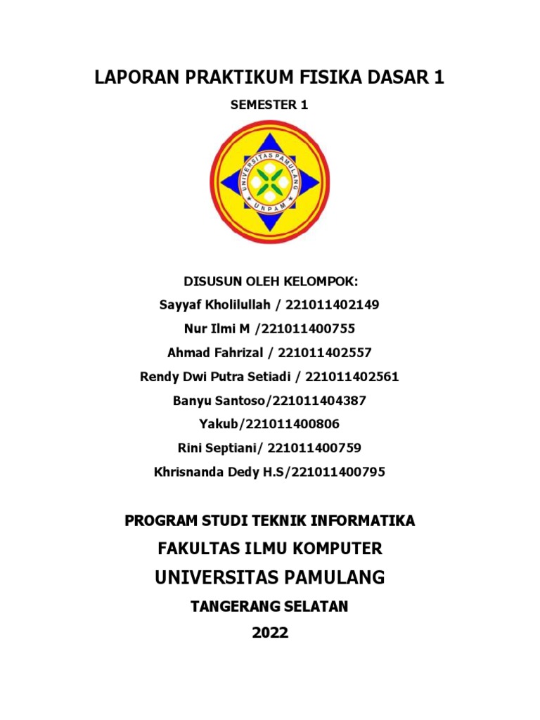 Laporan Praktikum Fisika Dasar 1 - (Kelompok 1) | PDF