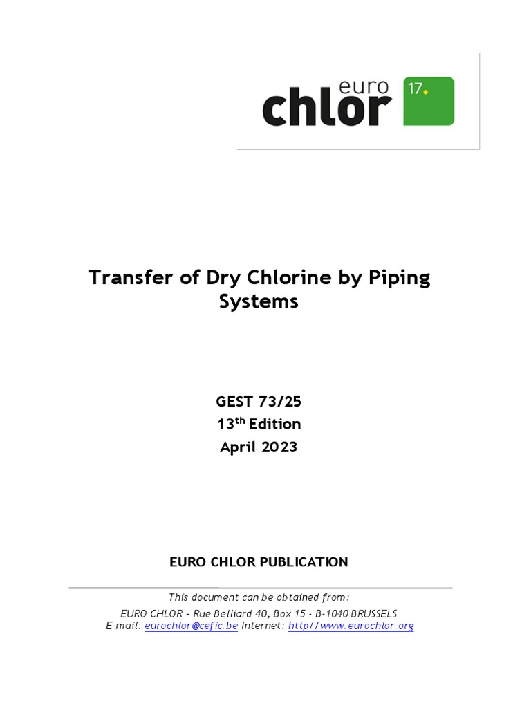 10 - GEST 73 25 Edition 13 - Transfer of Dry Chlorine by Piping Systems ...