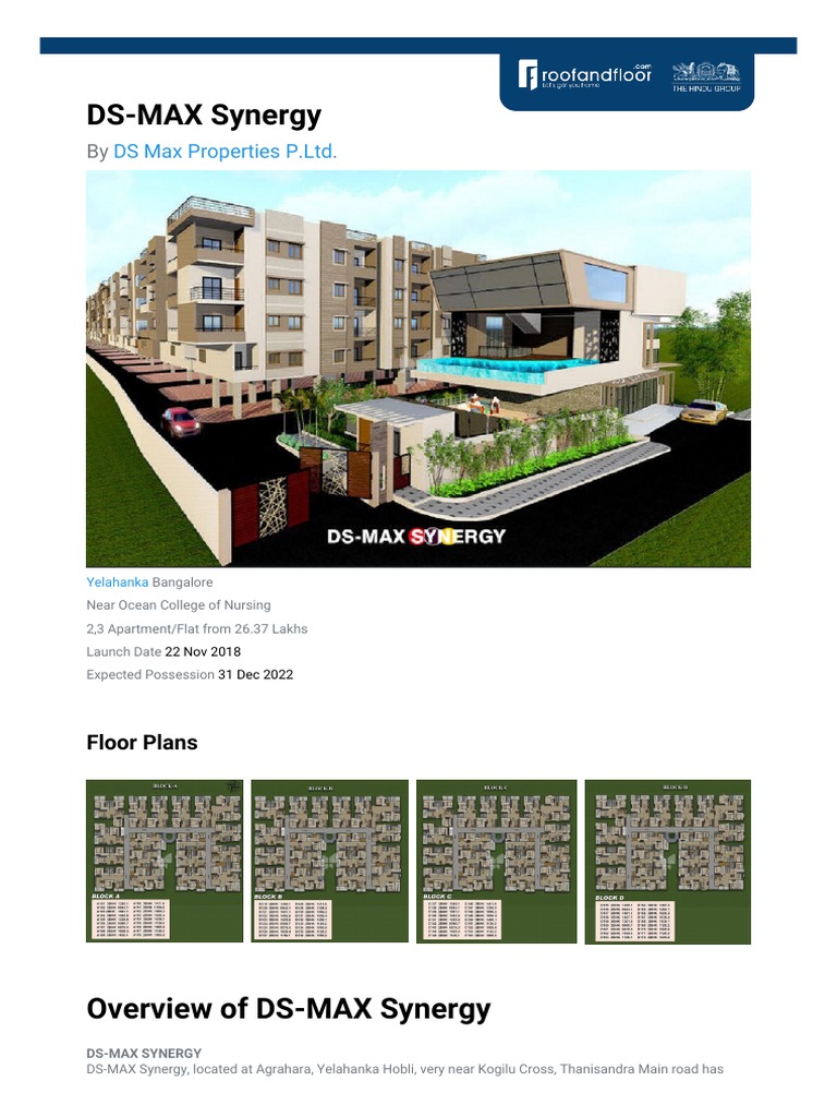 DS-MAX Synergy: Affordable Luxury in Yelahanka | PDF | Apartment