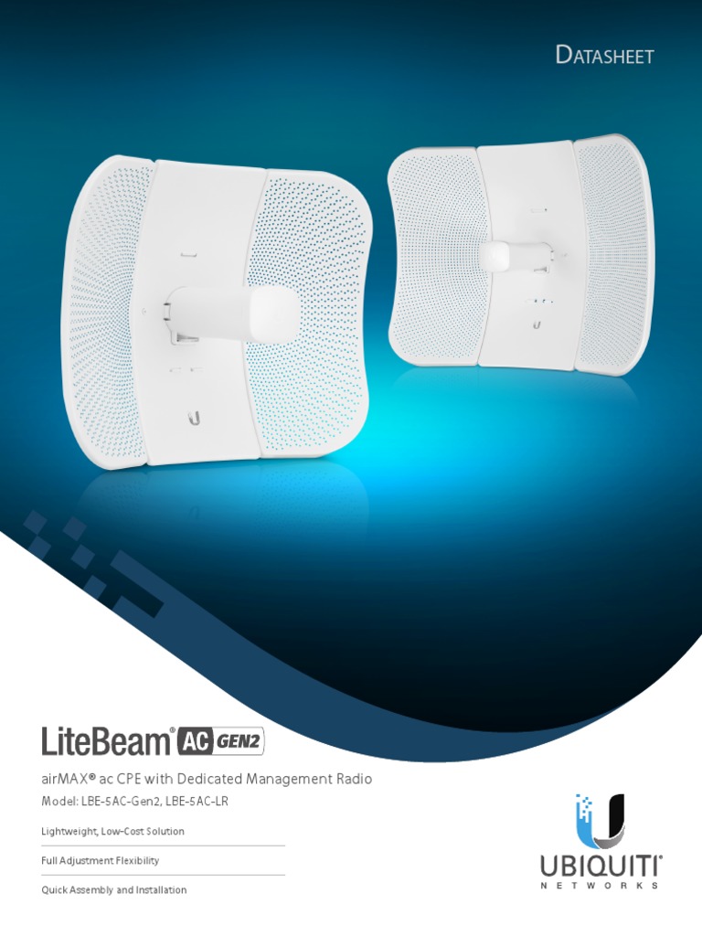 LiteBeam® LBE AC Gen2 Datasheet | PDF | Mobile App | Wi Fi