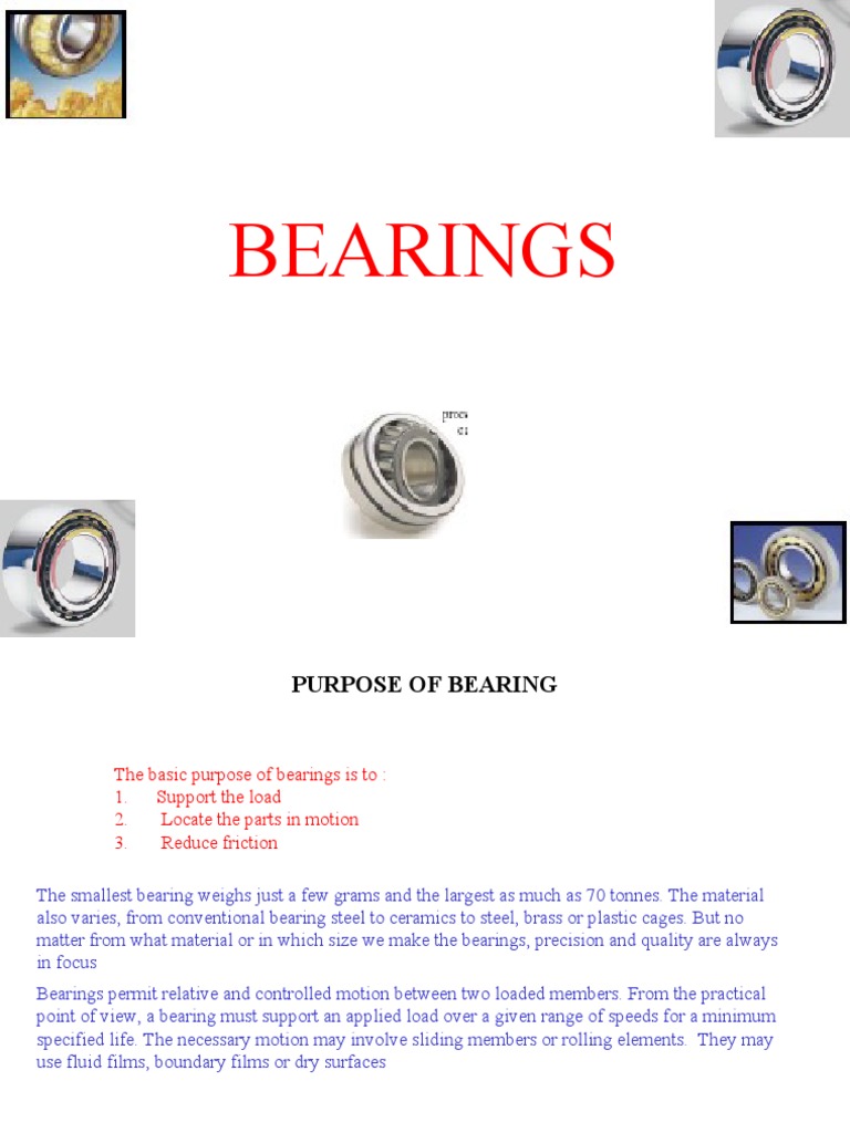 Notes On Bearings | PDF | Bearing (Mechanical) | Friction