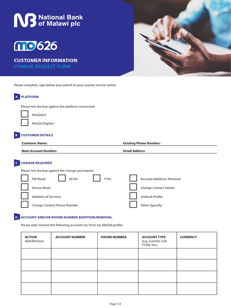 Mo626 CHANGE REQUEST FORM 2021 | PDF | Financial Services | Money