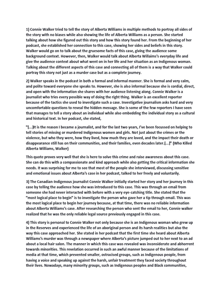 Who Killed Alberta Williams Part A | PDF | Psychological Concepts ...