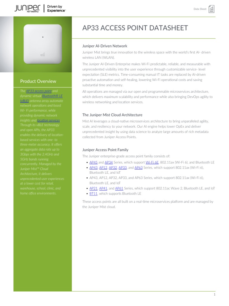 Ap33 Access Point Datasheet | PDF | Ieee 802.11 | Wi Fi