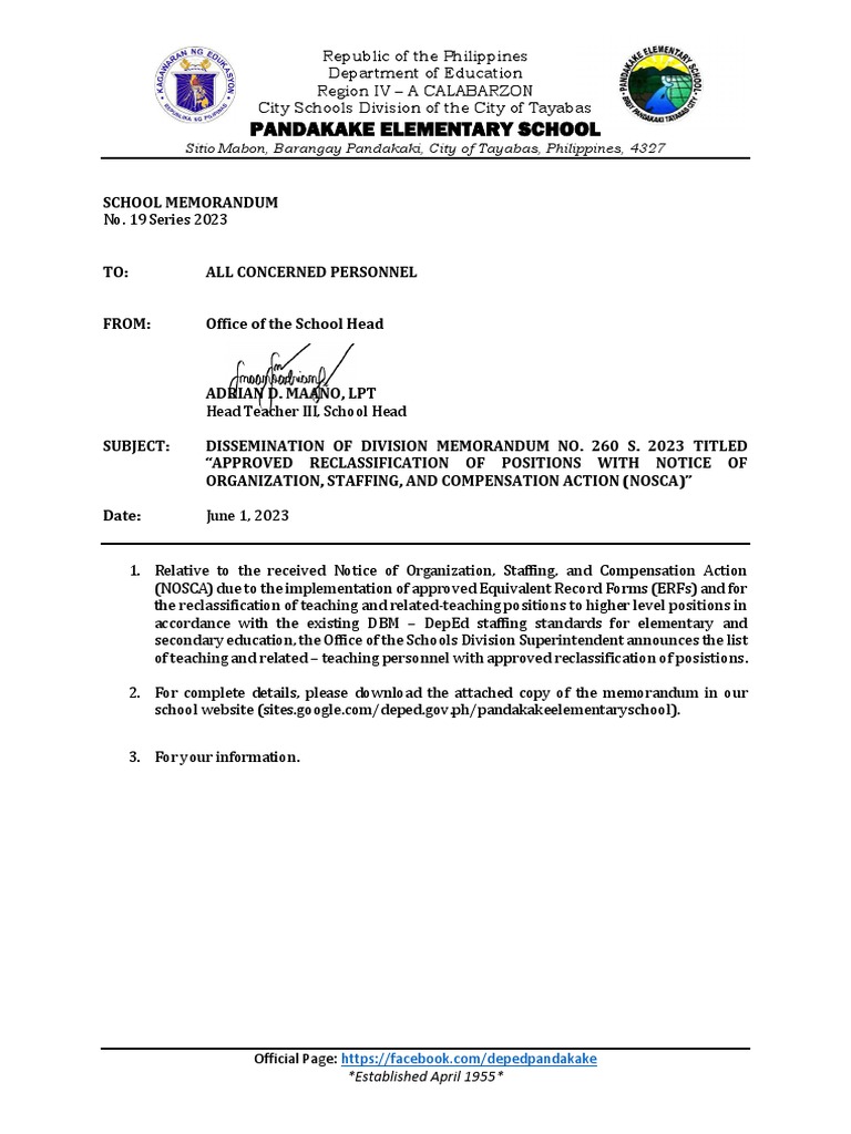 SM 019 - 2023 - Approved Reclassification of Positions With Notice of ...