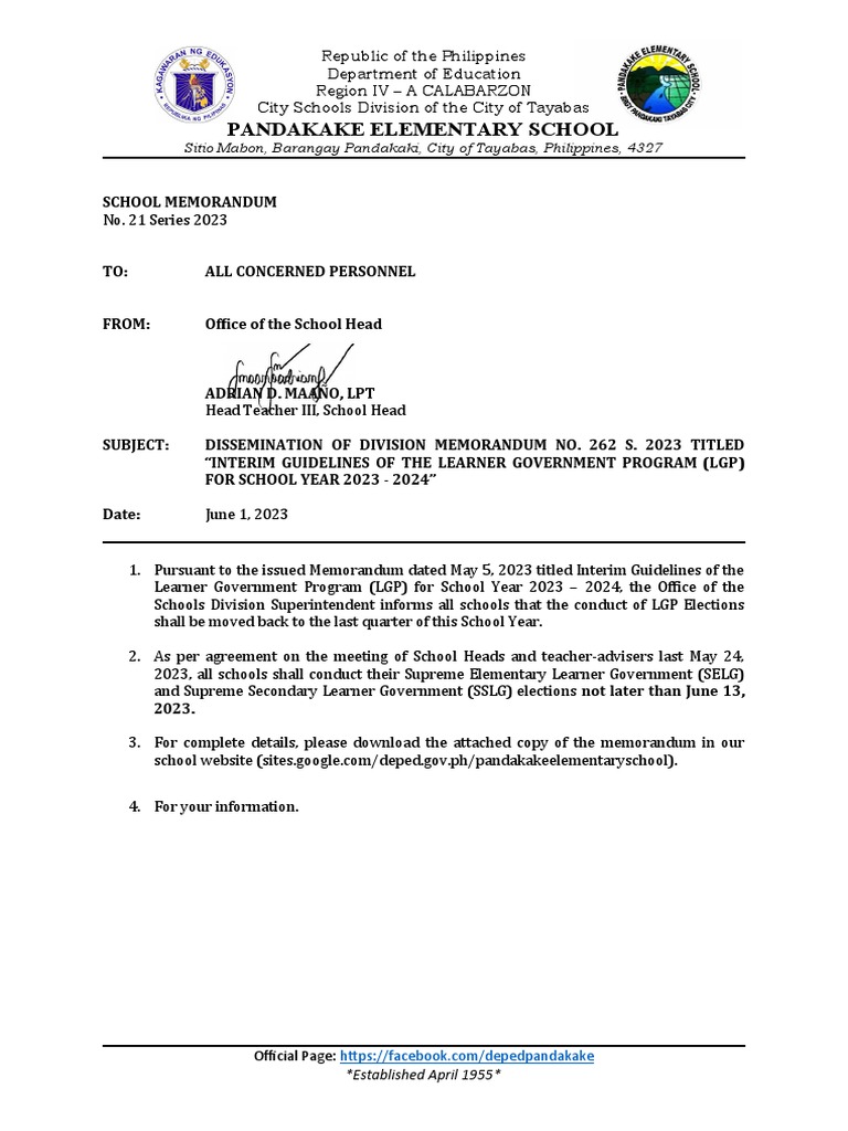 Interim Guidelines for Learner Government 2024 | PDF