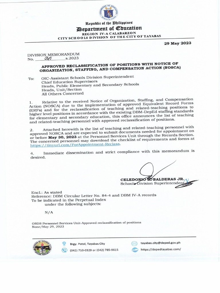SM 019 - 2023 - Approved Reclassification of Positions With Notice of ...