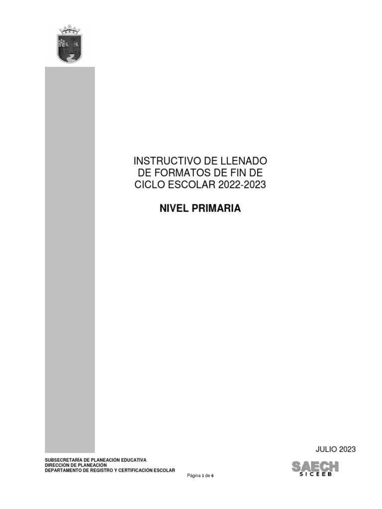 Instructivos de Llenado de Formatos de Primaria 2022-23 | PDF ...